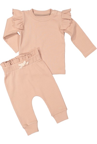 Mininio Gots Sertifikalı Organik Kolları Fırfırlı Sweatshirt ve Pantolon Takım (0AY-4YAŞ) Mininio Gots Sertifikalı Organik Kolları Fırfırlı Sweatshirt ve Pantolon Takım (0AY-4YAŞ)