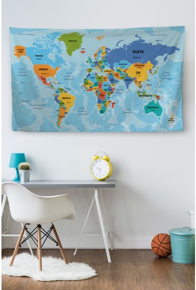 Harita Sepeti Duvar Örtüsü / Halısı Detaylı Güncel Türkçe Dünya Haritası Kanvas Kumaş Harita Sepeti Duvar Örtüsü / Halısı Detaylı Güncel Türkçe Dünya Haritası Kanvas Kumaş