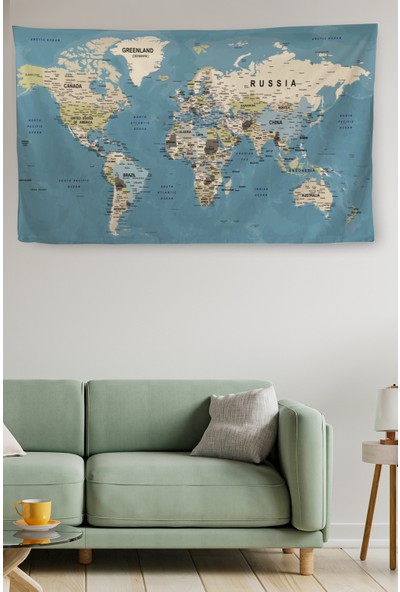Harita Sepeti Duvar Örtüsü / Halısı Detaylı Güncel Ingilizce Dünya Haritası Kanvas Kumaş Harita Sepeti Duvar Örtüsü / Halısı Detaylı Güncel Ingilizce Dünya Haritası Kanvas Kumaş