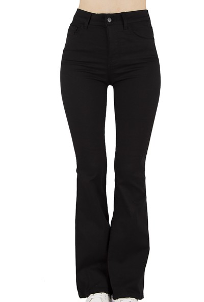 Yağızlar Kadın Siyah Yüksek Bel Ispanyol Paça Pantolon Yağızlar Kadın Siyah Yüksek Bel Ispanyol Paça Pantolon