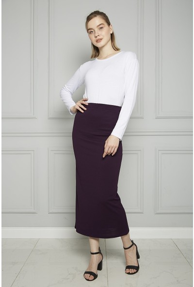 Yağızlar Kadın Mürdüm Beli Lastikli Kalem Etek Yağızlar Kadın Mürdüm Beli Lastikli Kalem Etek
