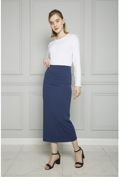 Yağızlar Kadın Indigo Beli Lastikli Kalem Etek Yağızlar Kadın Indigo Beli Lastikli Kalem Etek