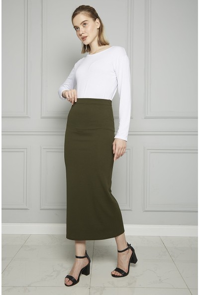 Yağızlar Kadın Haki Beli Lastikli Kalem Etek Yağızlar Kadın Haki Beli Lastikli Kalem Etek