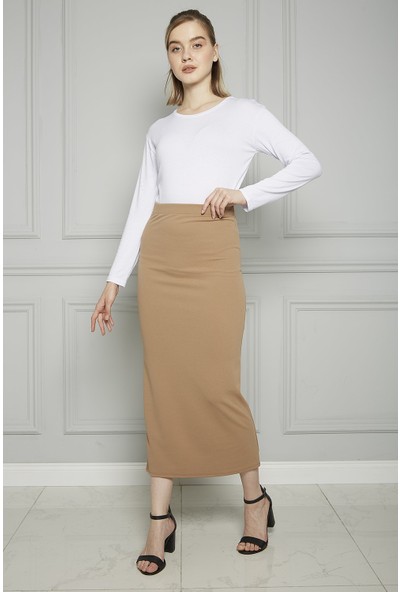 Yağızlar Kadın Bisküvi Beli Lastikli Kalem Etek Yağızlar Kadın Bisküvi Beli Lastikli Kalem Etek