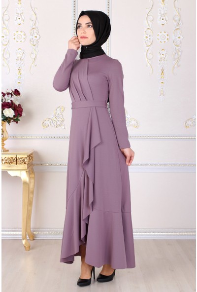 Feiza Collection Fırfırlı Tesettür Elbise - Lila