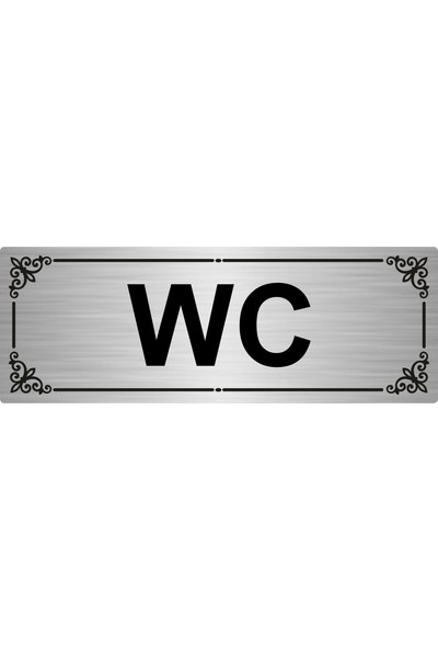 Özarslan Dizayn Wc 7 x 20 cm Gümüş Renk Metal Yönlendirme Levhası