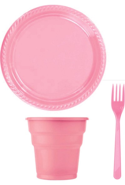 Boncuk Avm Pembe Tabak Bardak Çatal Set 75 Parça Boncuk Avm Pembe Tabak Bardak Çatal Set 75 Parça