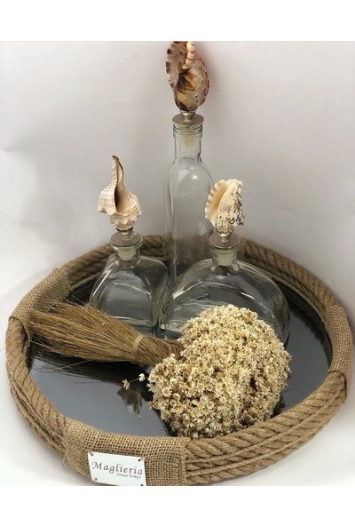 Aynalı Yuvarlak Halat Tepsi