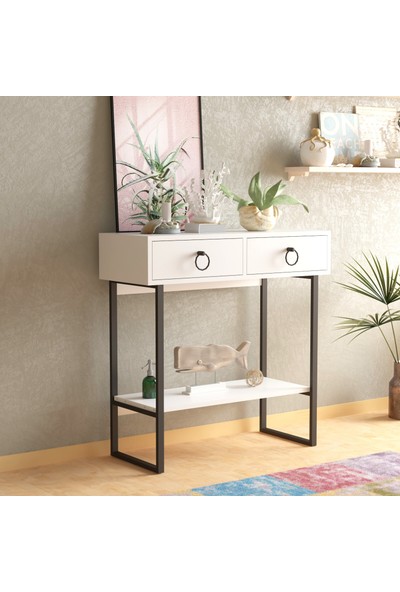 Derya Dekor Valeri Dresuar Demir Ayak Beyaz