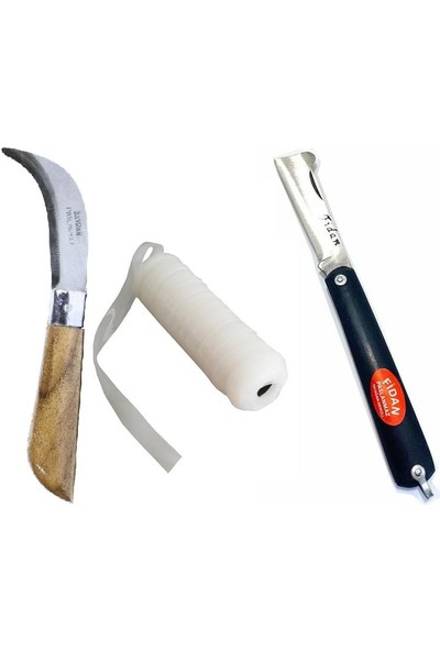 Fatih Aşı Bıçağı Seti Aşı Bantı Yatağan El Yapımı Dövme Çakı