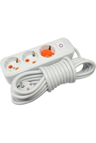 Asel 3'lü Topraklı Butonlu Grup Priz 5 M