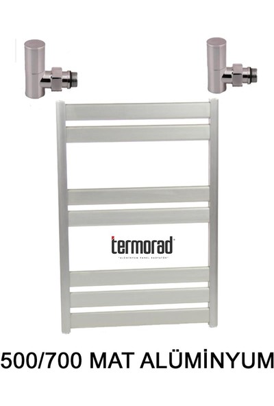 Mat Alüminyum Havlupan 50*70 cm Termorad Petsa Slim +2 Adet Radyatör Havlupan Vanası Mat 1/2' Mat Alüminyum Havlupan 50*70 cm Termorad Petsa Slim +2 Adet Radyatör Havlupan Vanası Mat 1/2'