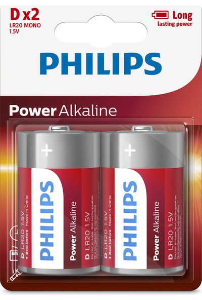 Philips LR20P2B/05 D Power Alkaline Batteries, 1.5V 2li Pil Philips LR20P2B/05 D Power Alkaline Batteries, 1.5V 2li Pil