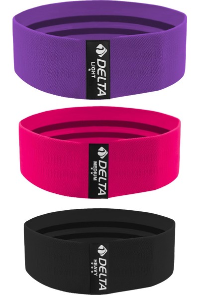 Delta 3 Adet Squat Bant Pilates Fitness Spor Kalça Egzersizleri Direnç Bandı Lastiği Seti