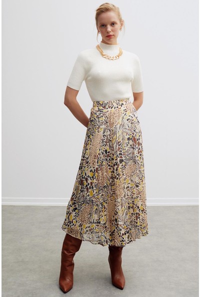 Perspective Jurgen Normal Kalıp Yüksek Bel Kahverengi Bej Etek Perspective Jurgen Normal Kalıp Yüksek Bel Kahverengi Bej Etek