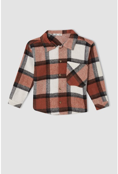 DeFacto Erkek Çocuk Regular Fit Yılbaşı Temalı Kare Desenli Uzun Kollu Flanel Oduncu Gömlek W1311A621WN