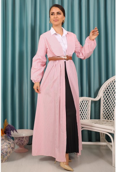 May Mara Kadın Kemerli Bebe Yaka Balon Kol Kap