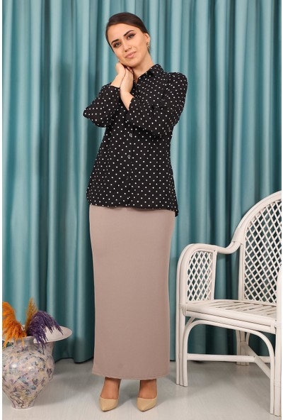 May Mara Kadın Beli Lastikli Dabıl Krep Uzun Etek