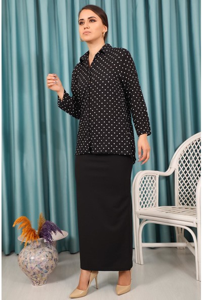 May Mara Kadın Beli Lastikli Dabıl Krep Uzun Etek