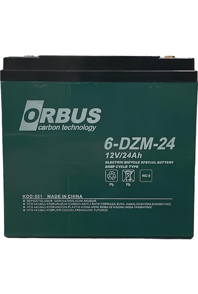 Orbus 12V 24AH 6dzm Elektrikli Bisiklet Aküsü
