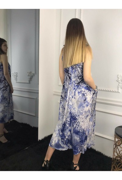 Bohemian Kadın Tarçın Naturel Ayarlanabilir Askılı Salaş Elbise