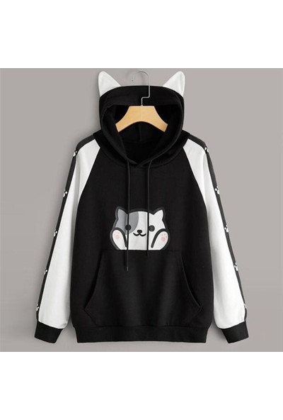 Trendy Passion Kore Tarzı Siyah Mutlu Kedi