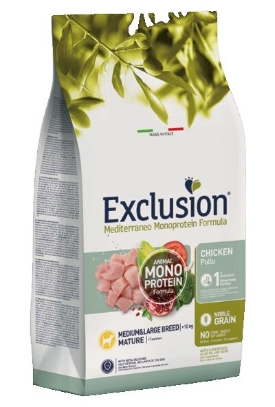 Exclusion Mediterraneo Monoprotein Tavuklu Tahıllı Orta ve Büyük Irk Yaşlı Köpek Maması 12 kg Exclusion Mediterraneo Monoprotein Tavuklu Tahıllı Orta ve Büyük Irk Yaşlı Köpek Maması 12 kg