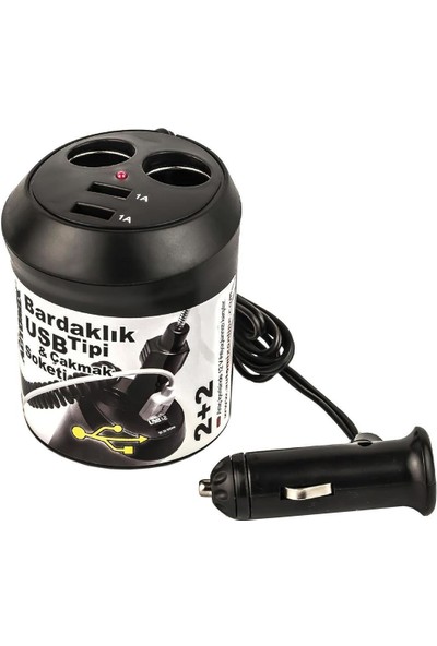 Automix Oto USB Şarj Bardaklık Tipi Çakmak Soket Çevirici Automix Oto USB Şarj Bardaklık Tipi Çakmak Soket Çevirici