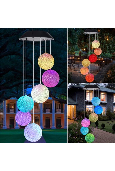 Dekorden Renk Değiştiren Rüzgar Çanı - Solar Enerjili