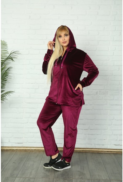 Sevdalinka Fashion Büyük Beden Kadife Eşofman Takımı