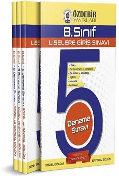 Özdebir Yayınları 8.Sınıf LGS 5'li Deneme Sınavı