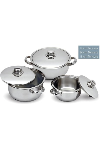 Pırlanta 6 Parça Çelik Kapaklı Güveç Set
