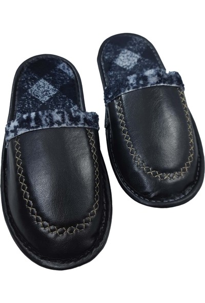 Terlik Market Erkek Deri Ev Terliği Siyah