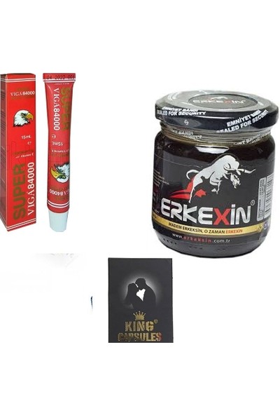 Erkexin Epimedyumlu Macun 240GR + Viga 84000 Krem + King 2 Li Perfonmans Bitkisel Kapsül Erkexin Epimedyumlu Macun 240GR + Viga 84000 Krem + King 2 Li Perfonmans Bitkisel Kapsül