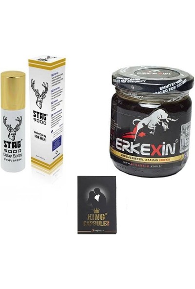 Erkexin Epimedyumlu Macun 240GR + STAG9BIN Sprey + King 2 Li Perfonmans Bitkisel Kapsül Erkexin Epimedyumlu Macun 240GR + STAG9BIN Sprey + King 2 Li Perfonmans Bitkisel Kapsül