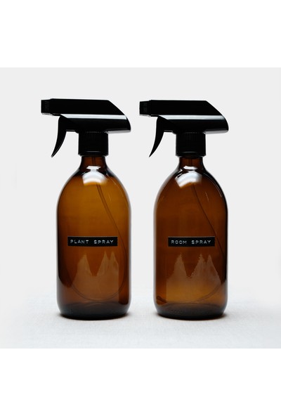 Trichi Design 500ML Amber Cam Sprey Şişe Retro Tasarım 3D Etiket ( 2 Adet Plant Spray, Room Spray ) Trichi Design 500ML Amber Cam Sprey Şişe Retro Tasarım 3D Etiket ( 2 Adet Plant Spray, Room Spray )