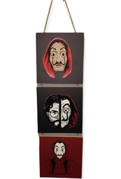 AYYBUU La Casa De Papel Tablo Dekoratif Mdf Tablo 3 Parça İpli
