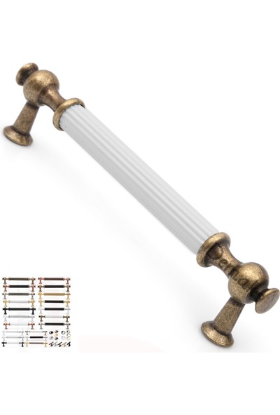 Demaks Alya Beyaz-Antik Sarı 96MM Lüks Metal Mobilya Dolap Çekmece Kulpu Demaks Alya Beyaz-Antik Sarı 96MM Lüks Metal Mobilya Dolap Çekmece Kulpu