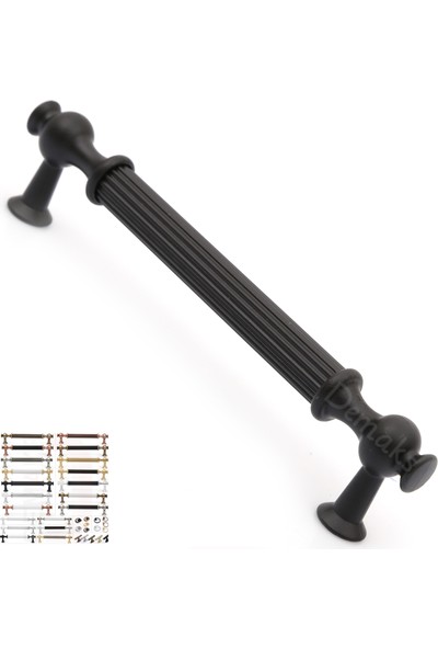 Demaks Alya Mat Siyah 224MM Lüks Metal Mobilya Dolap Çekmece Kulpu