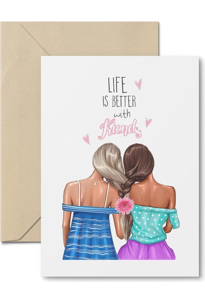 Hrs Kartpostal Tebrik Kartı ZARFA16 Arkadaşlık Dostluk Sevgi