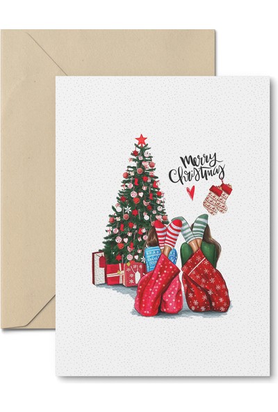 Hrs Kartpostal Tebrik Kartı ZARFA246 Aşk Doğumgünü Yılbaşı Yeniyıl Sevgi Arkadaşlık Dostluk Kardeşlik Çam Ağacı