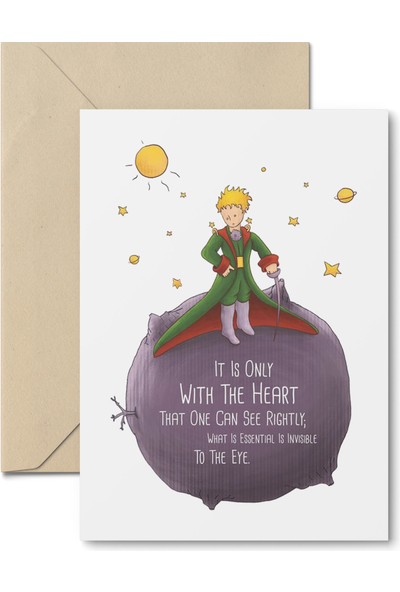 Hrs Kartpostal Tebrik Kartı ZARFA250 Küçük Prens Arkadaşlık Dostluk Sevgi