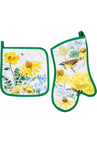 Vivamaison Isıya Dayanıklı Desenli Özel Fırın Eldiveni, Tutacak Set