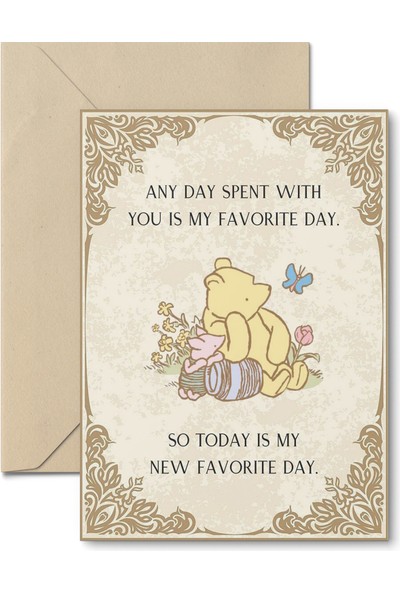 Hrs Kartpostal Tebrik Kartı ZARFA303 Winnie The Pooh Doğumgünü Yılbaşı Yeniyıl Sevgi Arkadaşlık Dostluk Kardeşlik Aşk