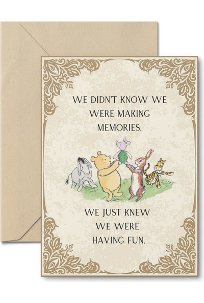 Hrs Kartpostal Tebrik Kartı ZARFA304 Winnie The Pooh Doğumgünü Yılbaşı Yeniyıl Sevgi Arkadaşlık Dostluk Kardeşlik Aşk