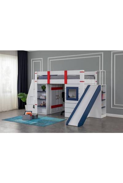 Bubu Home Trio Kaydıraklı Ranza Çalışma Masalı