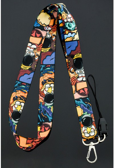 Apptakı Karikatür Astronot Yaka Kartı Boyun Askı Ipi Telefon Askı Ipi - ASK0164