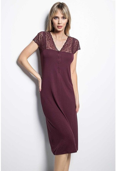 Monamise 18458 Büyük Beden Kadın Gecelik-Bordo Monamise 18458 Büyük Beden Kadın Gecelik-Bordo