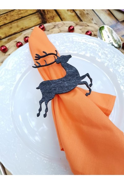 E-Sanat Evi 6 Adet Ahşap Halkalı Geyikli Peçete Yüzüğü