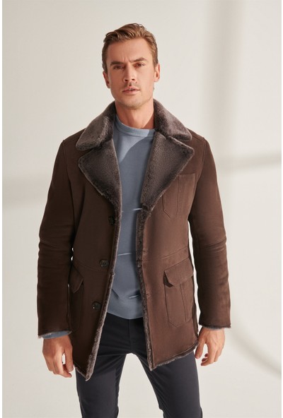 Black Noble Kelvın Erkek Kahve Kürklü Deri Kaban